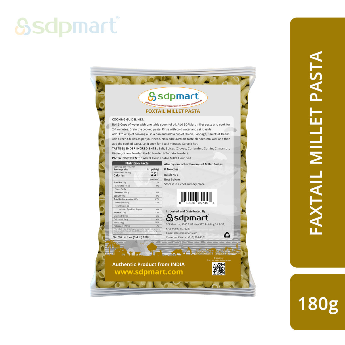 Foxtail Millet Pasta - 180G – PMBFoods