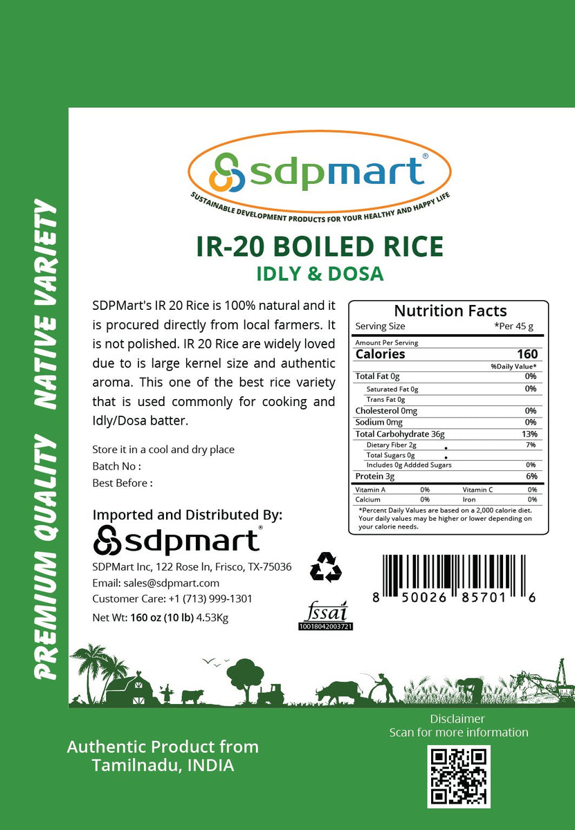 Premium IR-20 Boiled Rice (Idly/Dosa) - 10 Lbs – PMBFoods